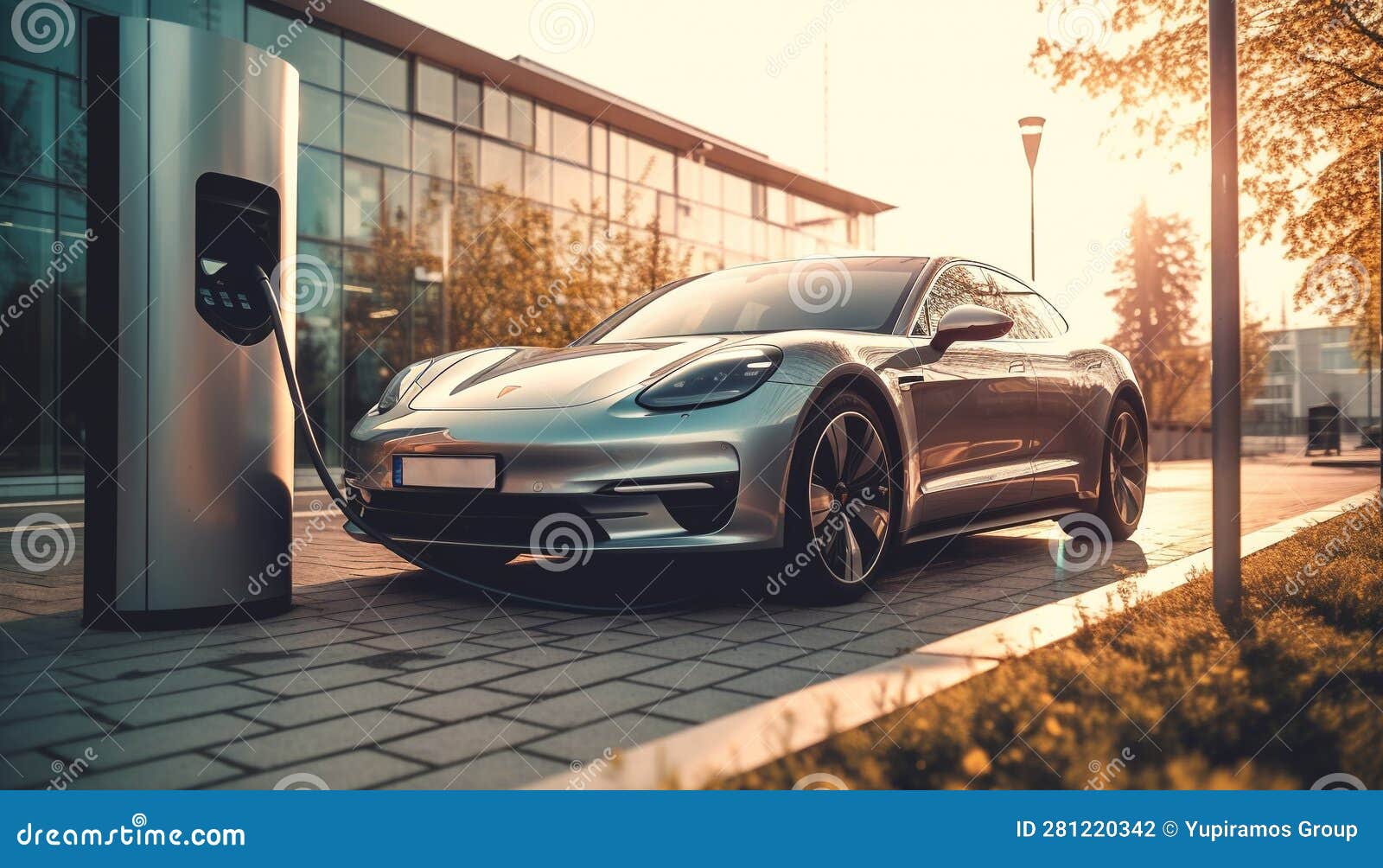 Shiny Sports Car Driving at Sunset, Reflecting Modern Elegance ...