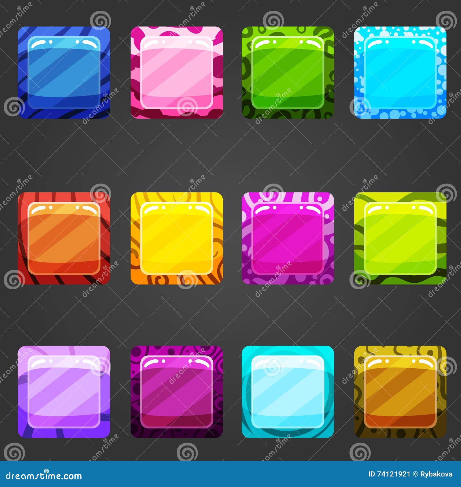 Shiny square buttons stock illustration. Illustration of interface ...