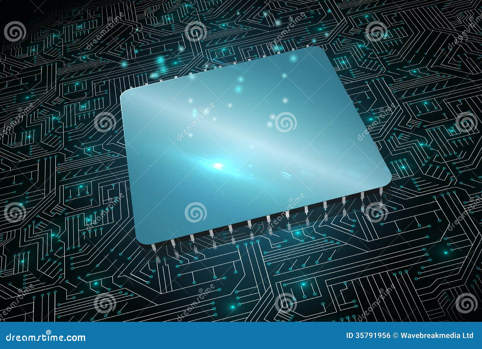 Shiny Square on Circuit Board Stock Illustration - Illustration of ...