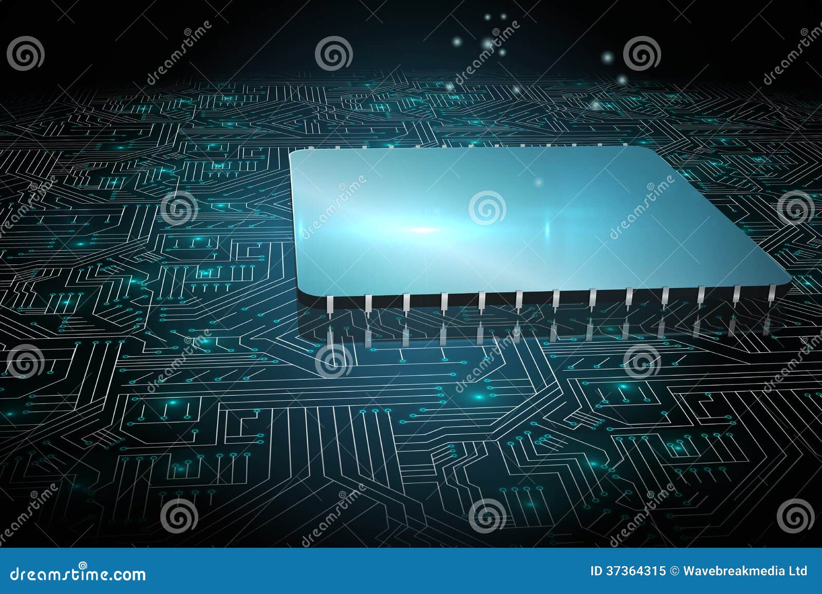 Shiny Square on Circuit Board Stock Illustration - Illustration of ...