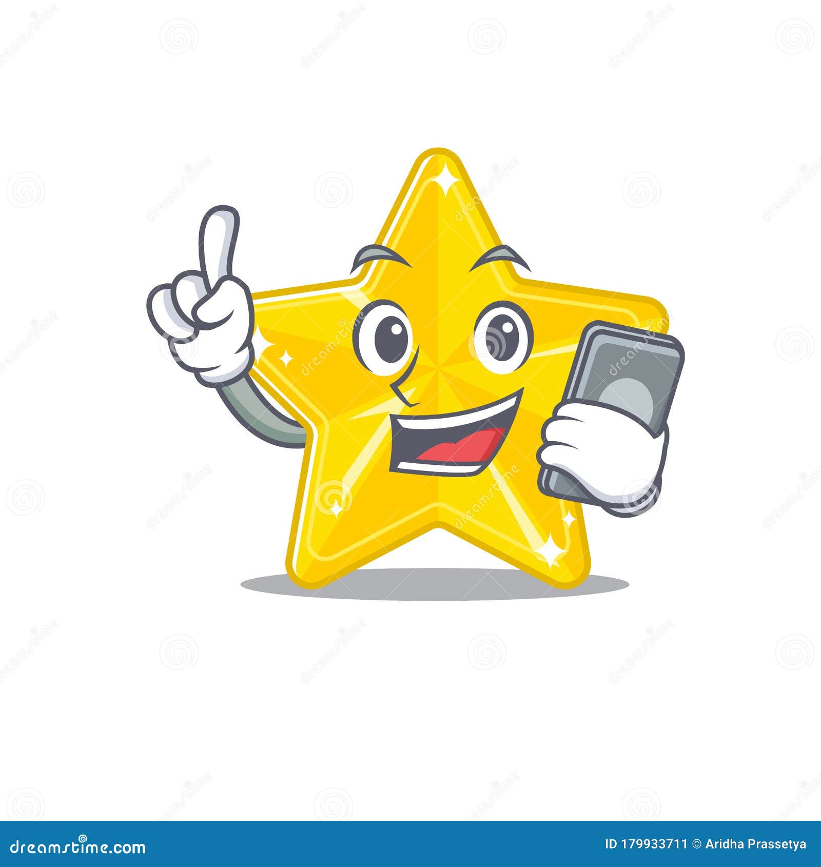 Shiny Star Cartoon Character Speaking on Phone Stock Vector ...