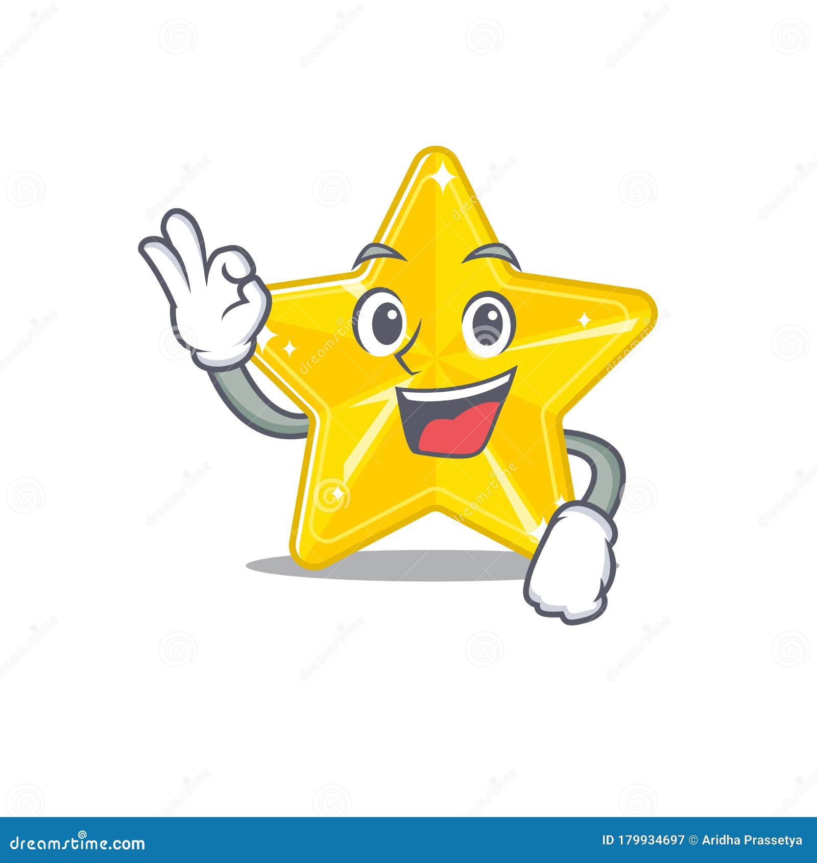 Shiny Star Mascot Design Style with an Okay Gesture Finger Stock Vector ...