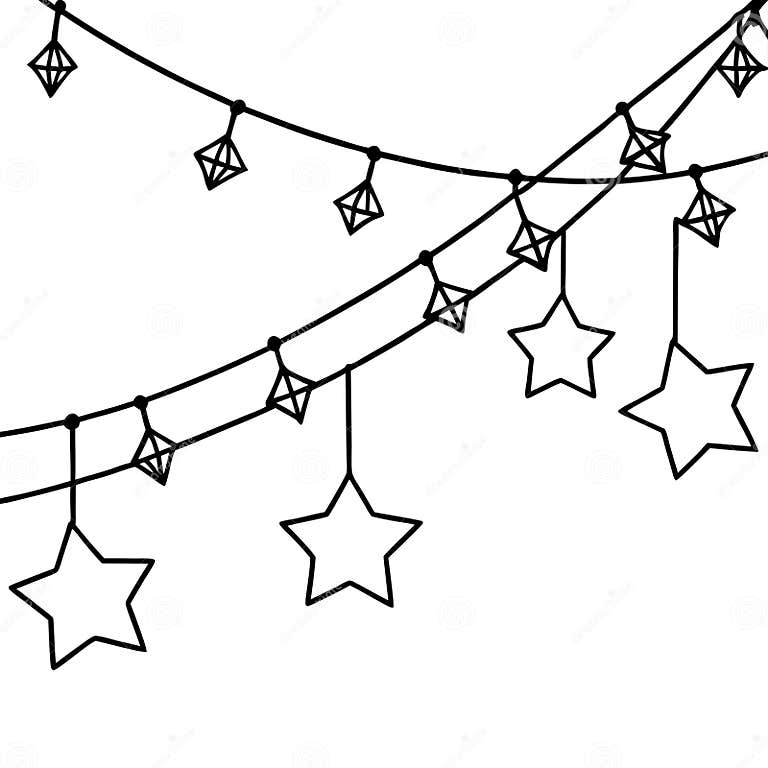 Shiny Stars String Light Decoration on Abstract Background with Blurred ...