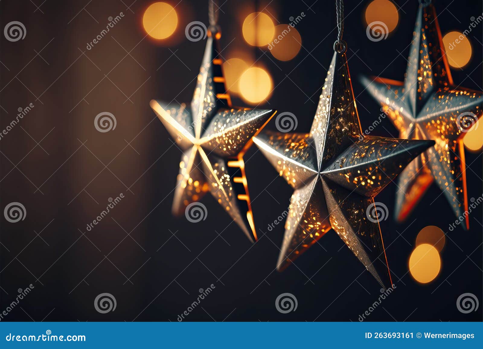 Shiny Stars on Strings on a Dark Background Stock Illustration ...