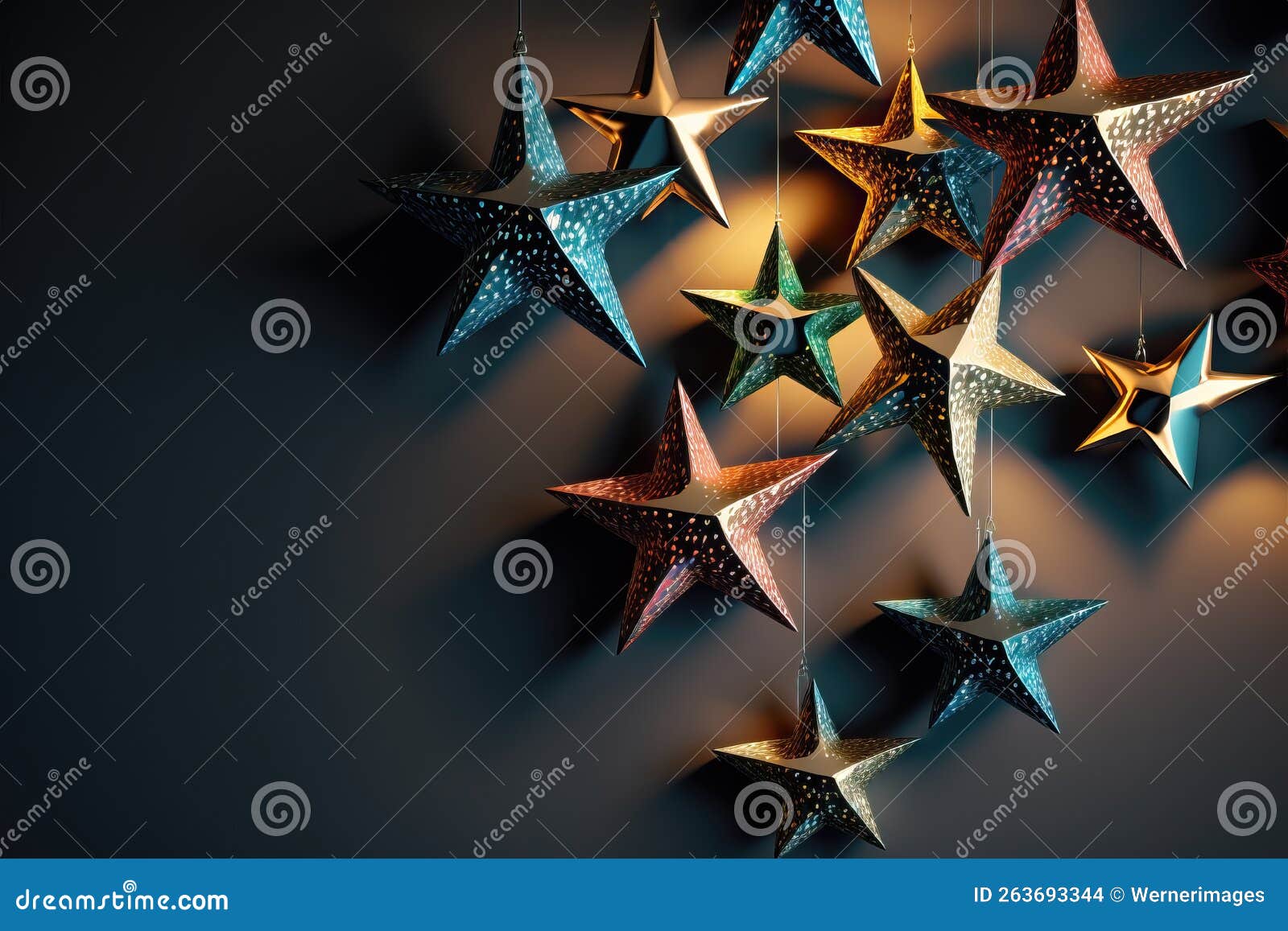 Shiny Stars on Strings on a Dark Background Stock Illustration ...