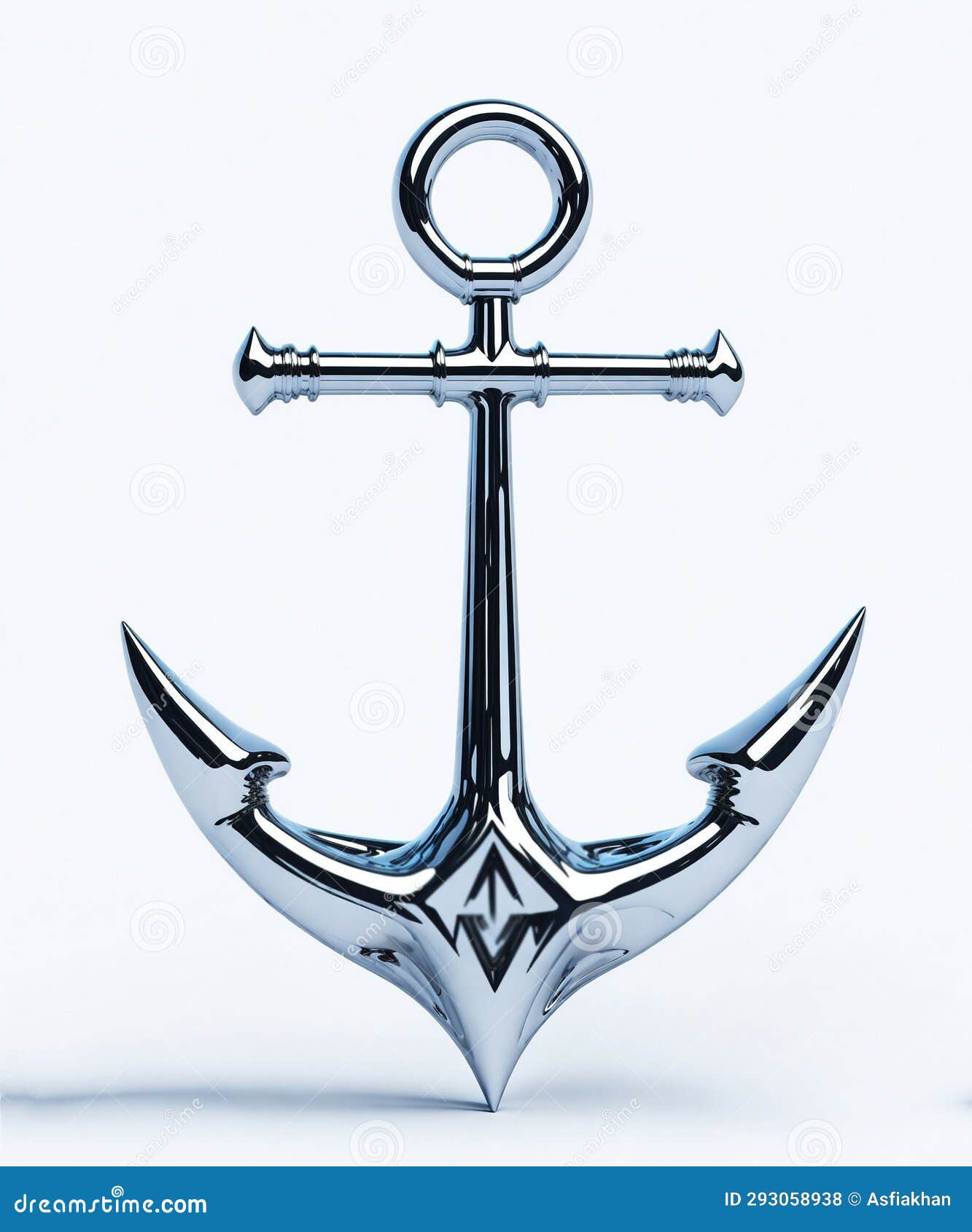 Shiny Steel Chrome Anchor on White Background Stock Illustration ...