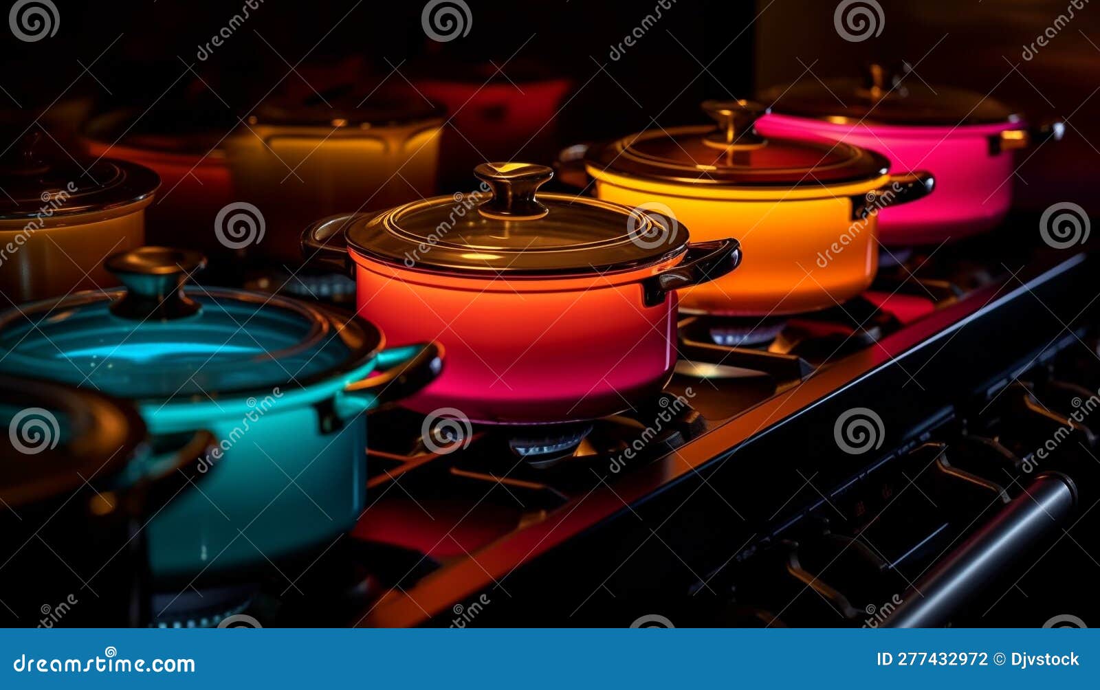 Shiny Steel Saucepan on Stove Top Flame Generated by AI Stock Photo ...