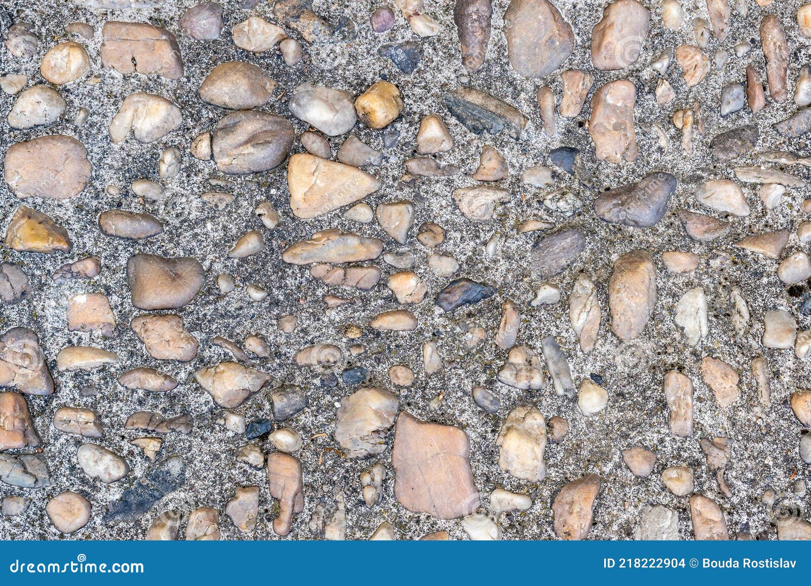 Shiny Stones, Quartz, Embedded in Concrete Stock Photo - Image of ...