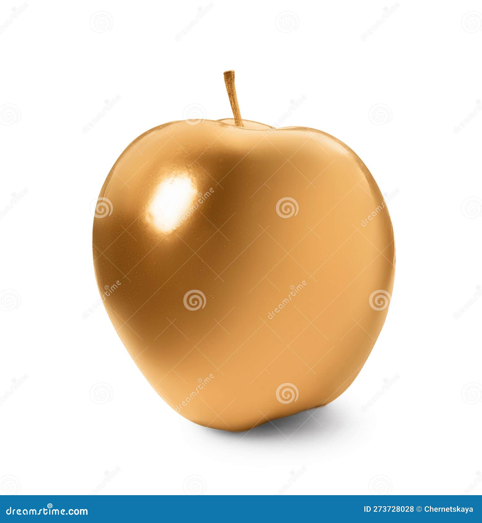 Shiny Stylish Golden Apple Isolated on White Stock Photo - Image of ...