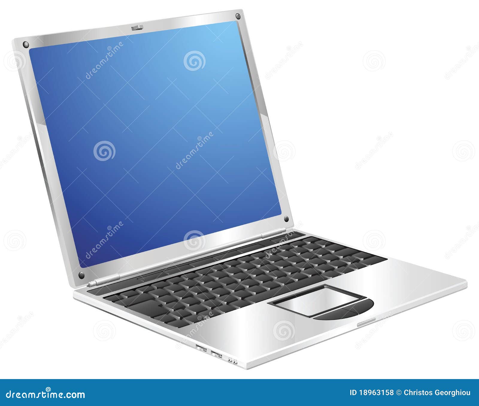 Shiny Stylish Metallic Laptop Diagonal View Stock Vector - Illustration ...