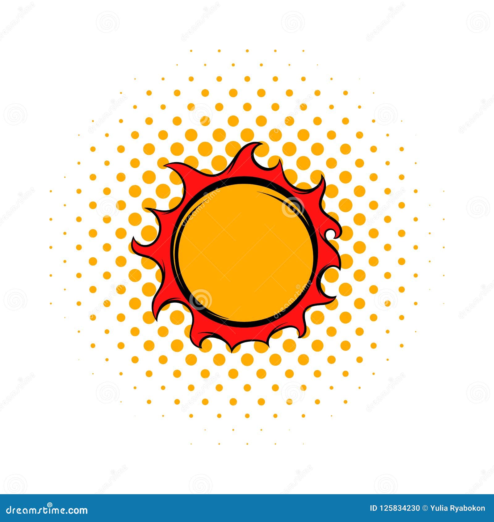 Shiny Sun Icon, Comics Style Stock Illustration - Illustration of fiery ...