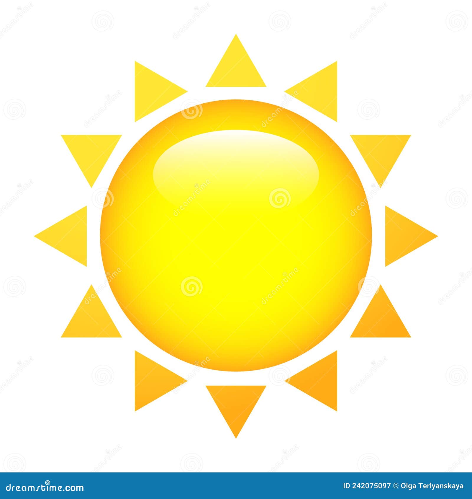 Shiny Sun with Rays. Yellow Isolated Sun Vector Illustration Stock ...