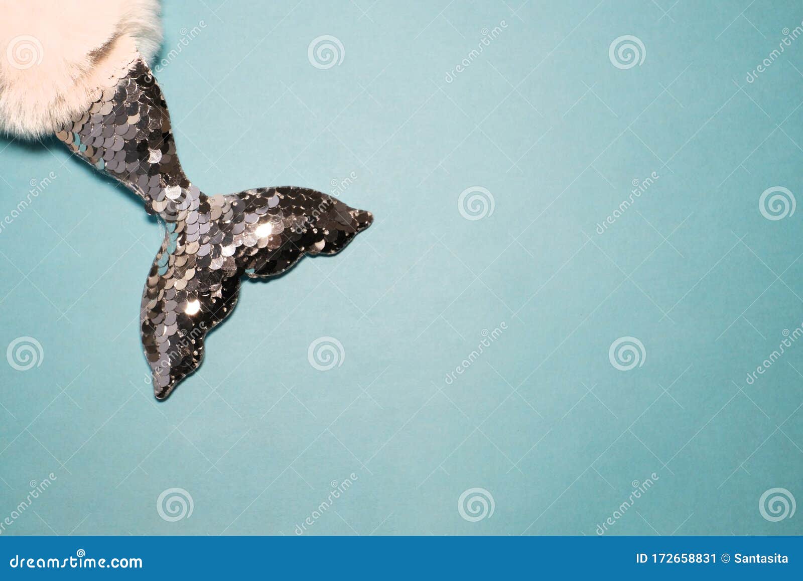 Shiny Tails of Mermaids on a Blue Stock Image - Image of light, beauty ...