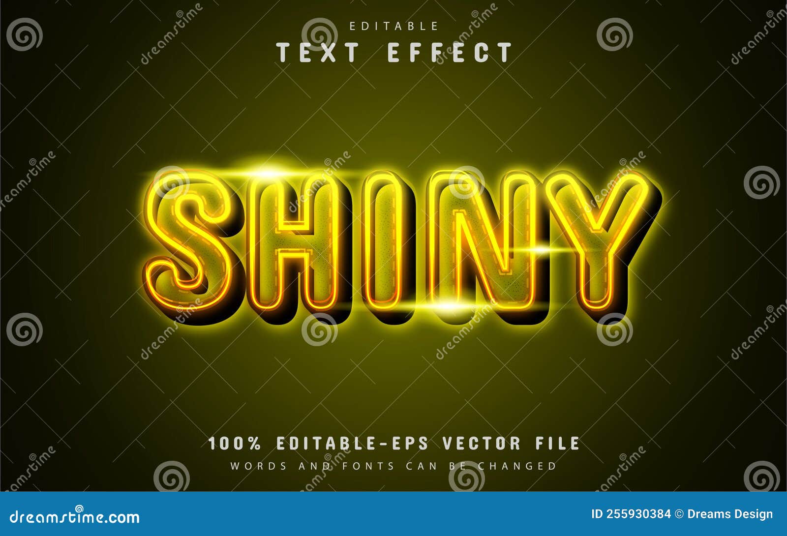 Shiny Text Effect with Yellow Light Stock Vector - Illustration of ...