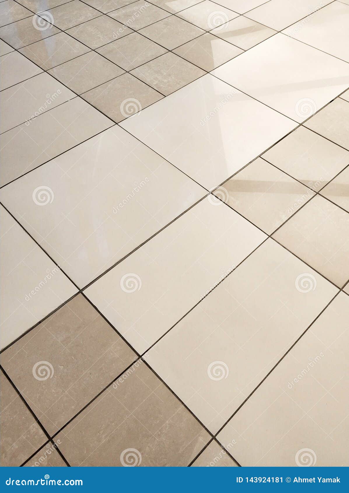 Shiny Tiled Floor with Reflections Stock Image - Image of bathroom ...