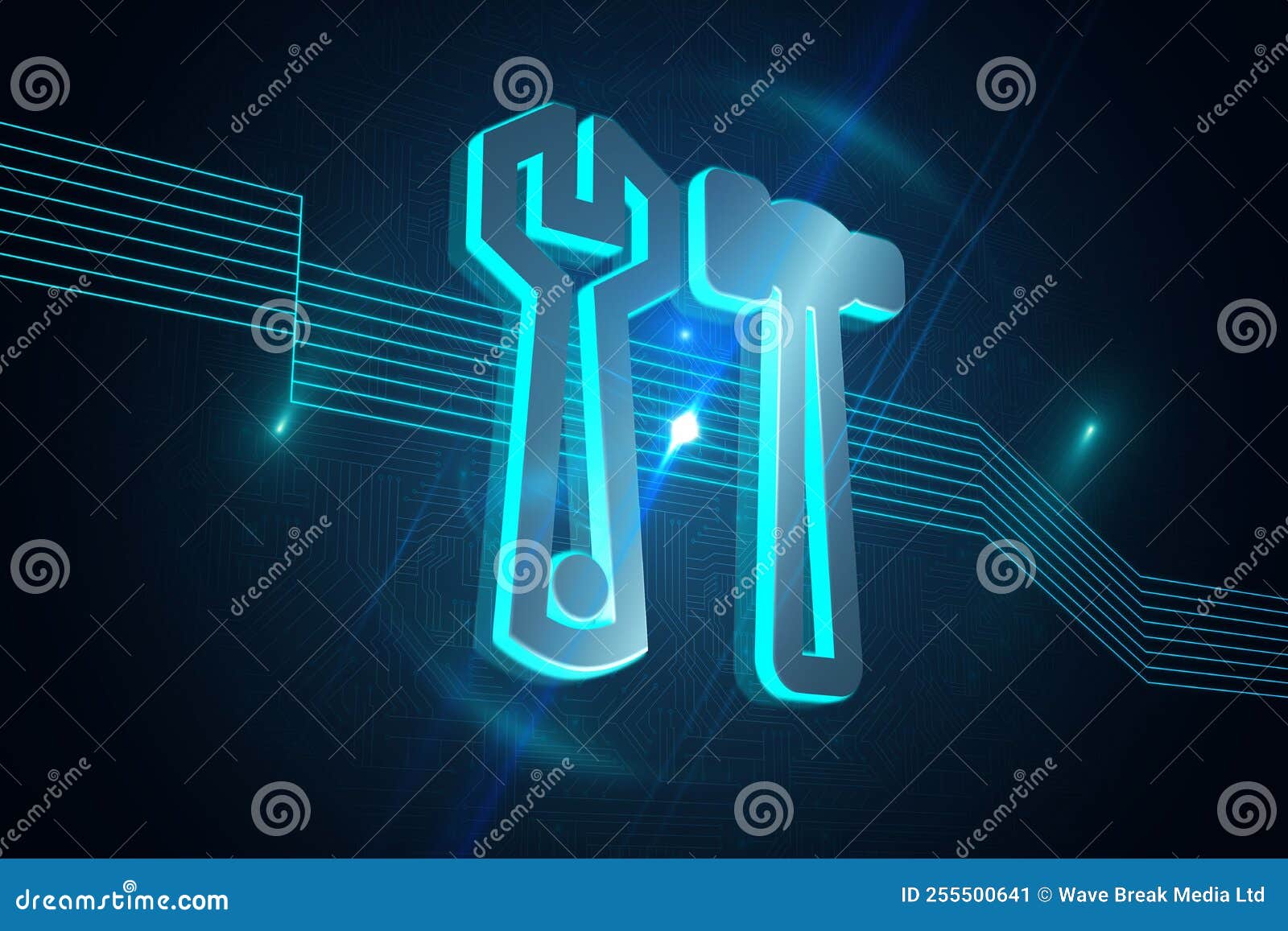 Shiny Tools on Black Background Stock Illustration - Illustration of ...