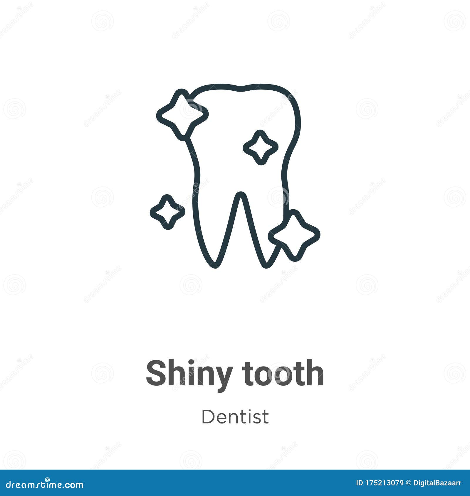 Shiny Tooth Outline Vector Icon. Thin Line Black Shiny Tooth Icon, Flat ...