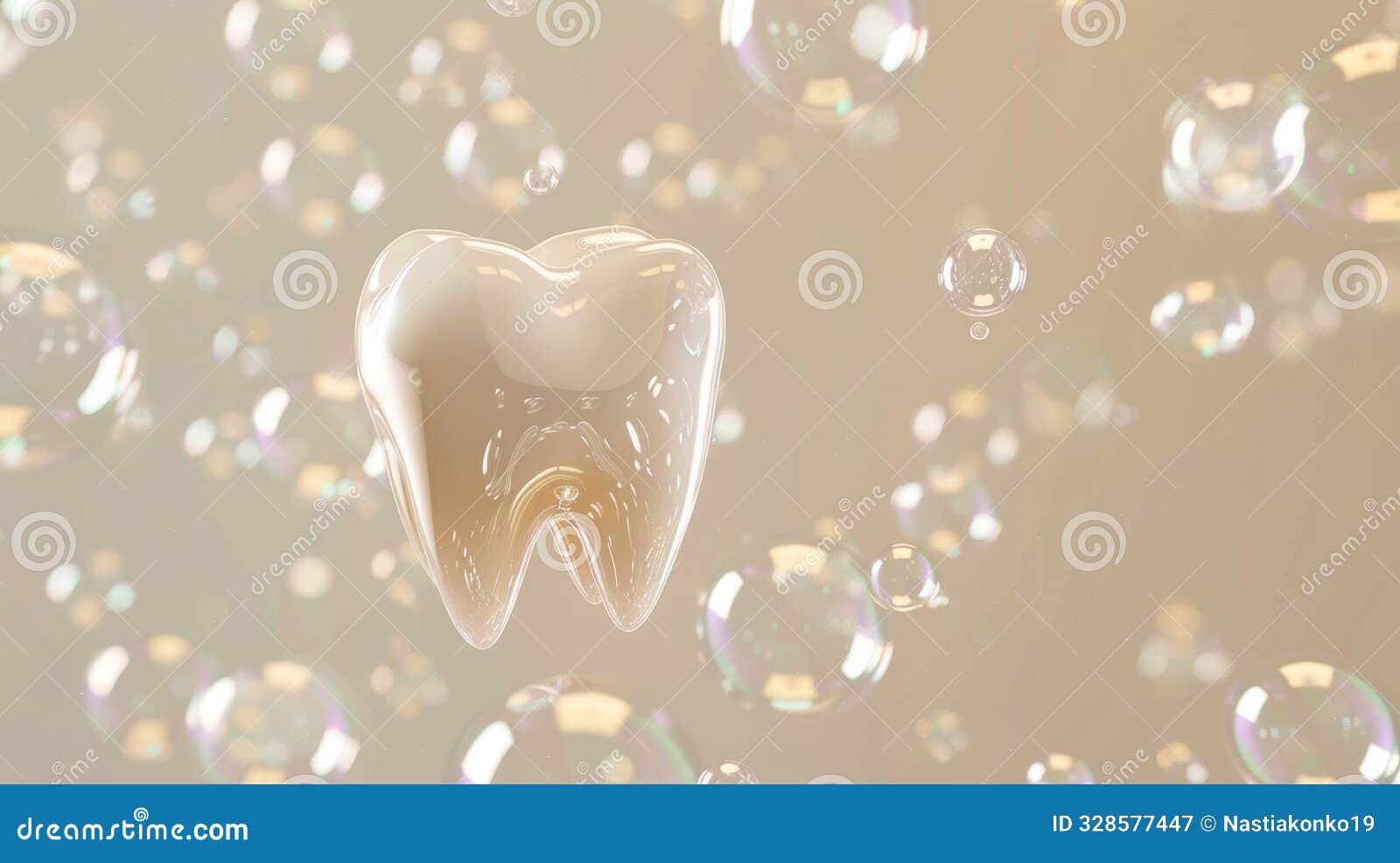 Shiny Tooth Surrounded by Bubbles on Beige Background, Dental Hygiene ...