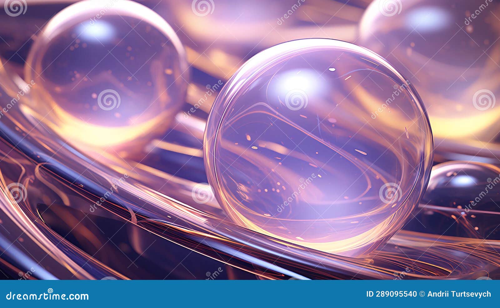 Shiny Transparent Spheres on Purple Wavy Surface - AI Generated ...