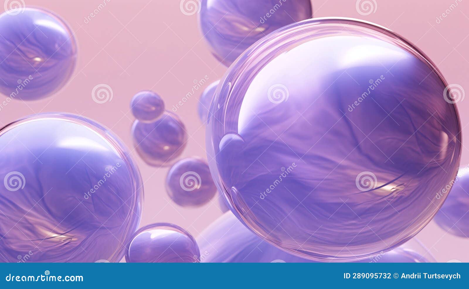 Shiny Transparent Spheres on Purple Wavy Surface - AI Generated ...