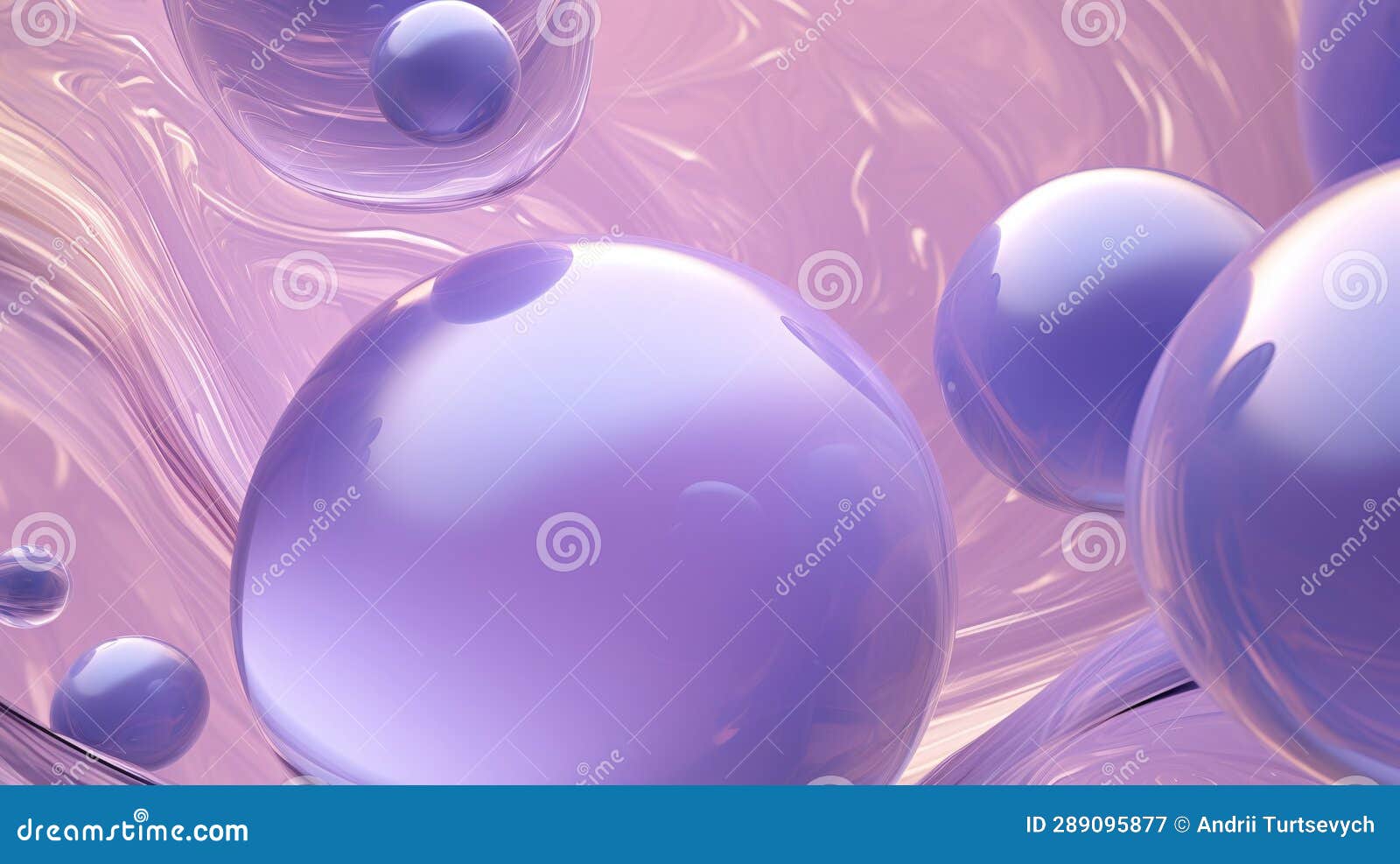 Shiny Transparent Spheres on Purple Wavy Surface - AI Generated ...