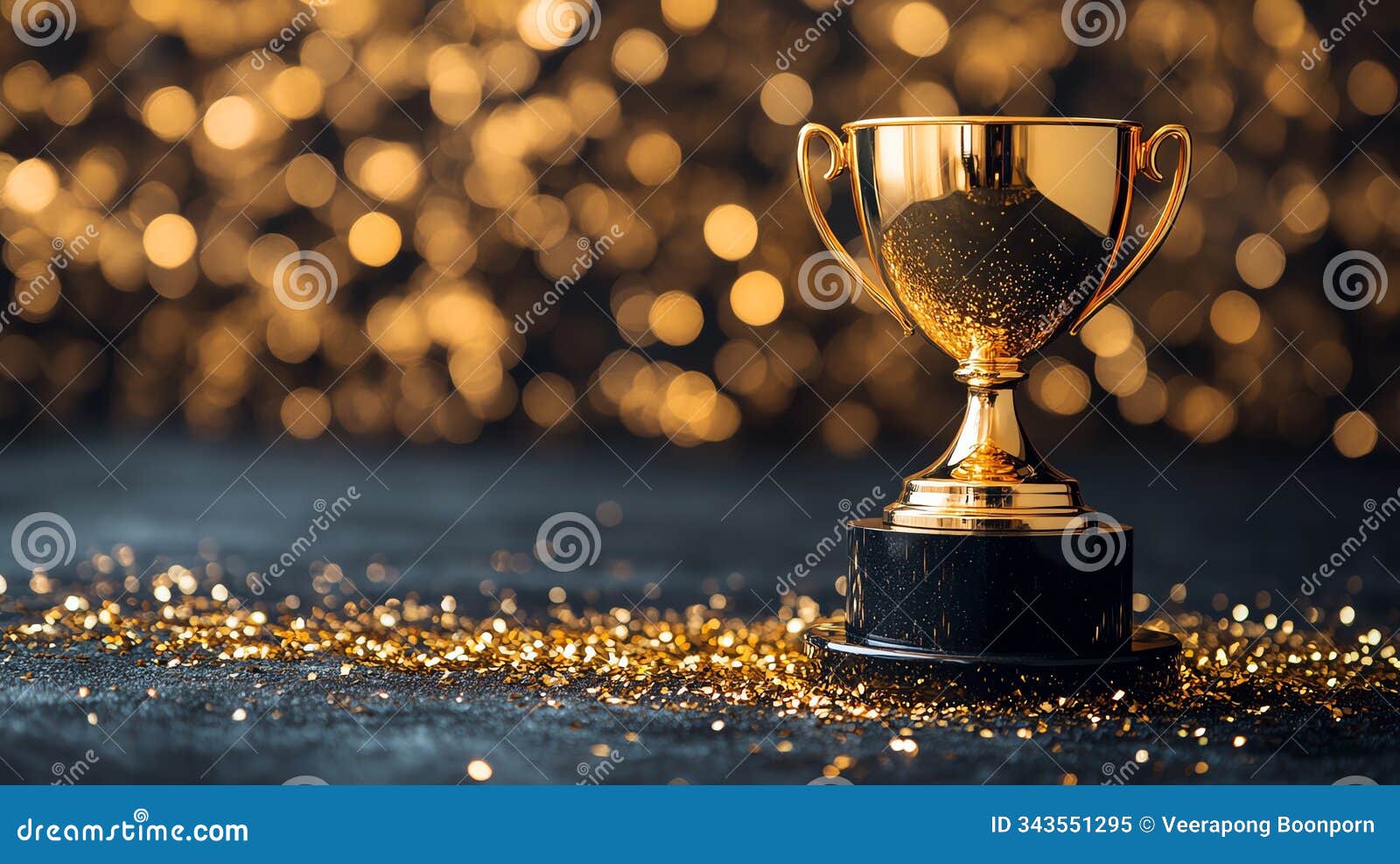 A Shiny Trophy On A Radiant Blue Background. Royalty-Free Stock Photo ...