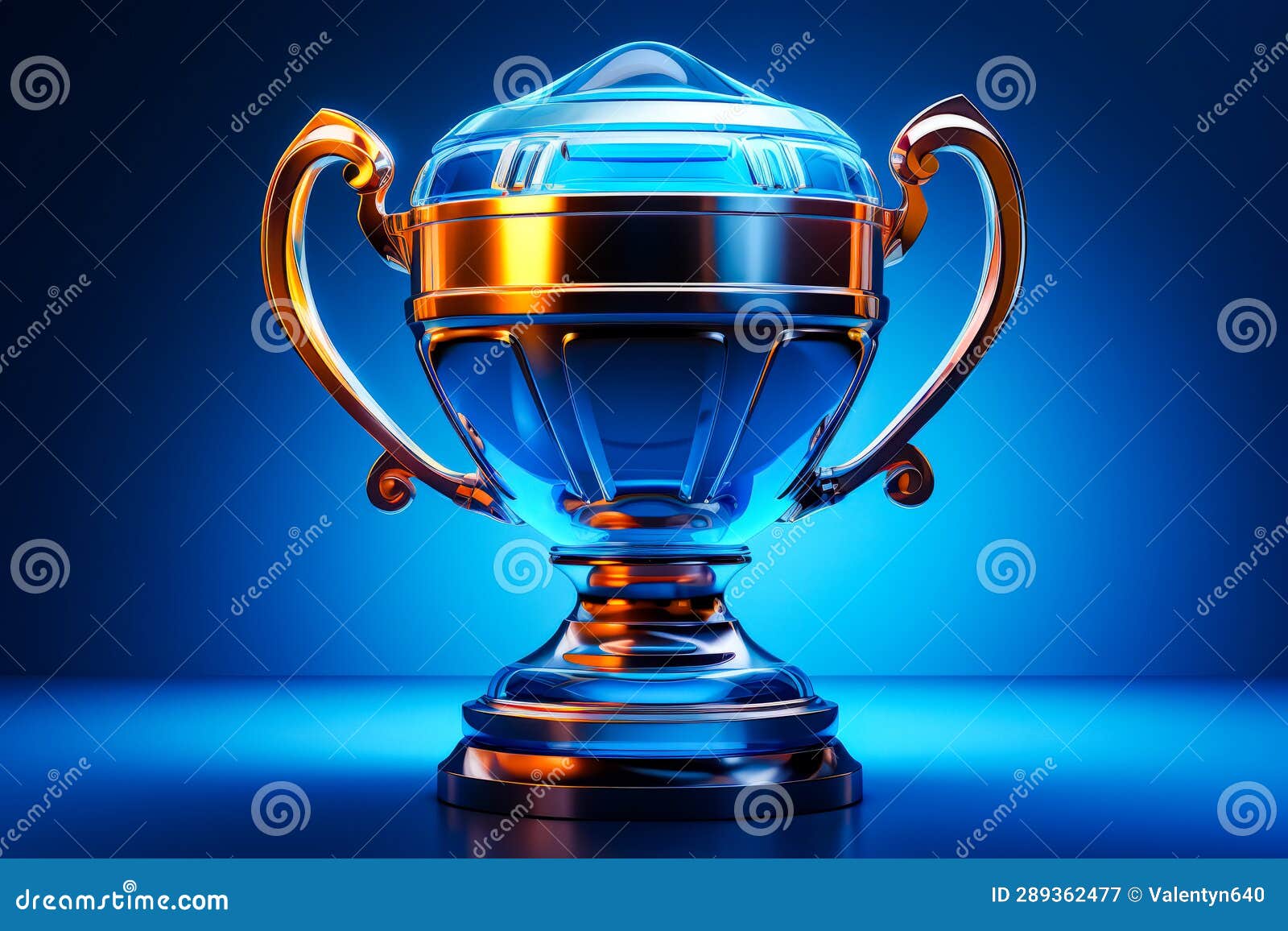 Shiny Trophy with Blue Background and Gold Rim. Generative AI Stock ...