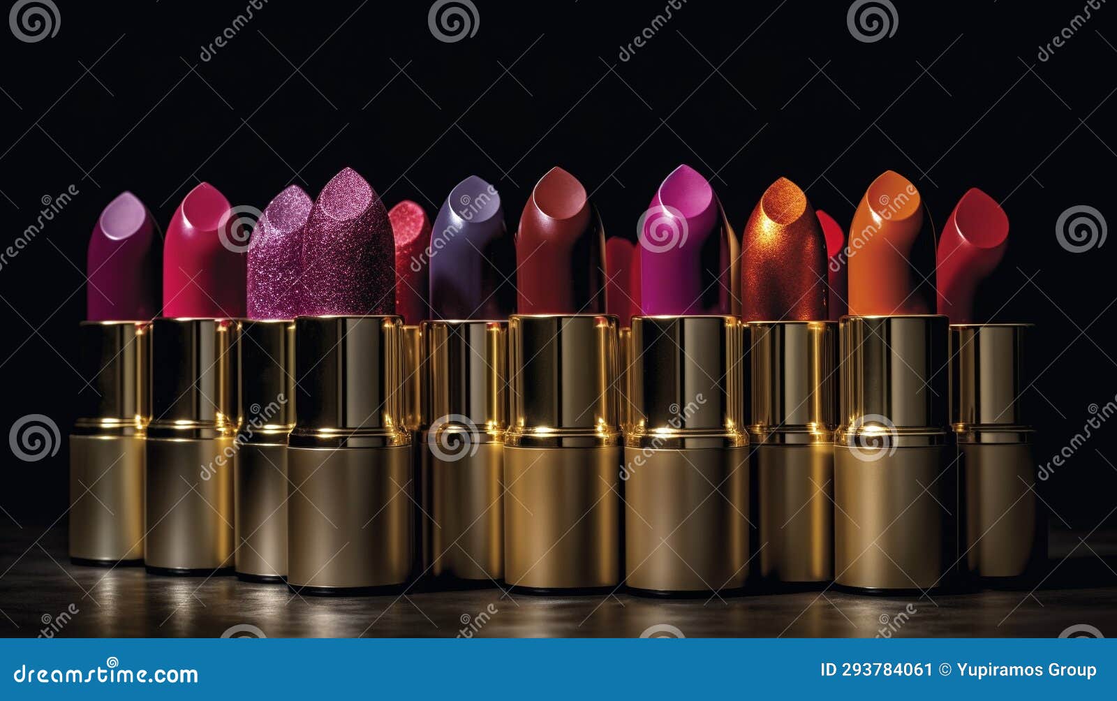 Shiny, Vibrant Lipstick Collection in a Row, Making Elegance Generated ...
