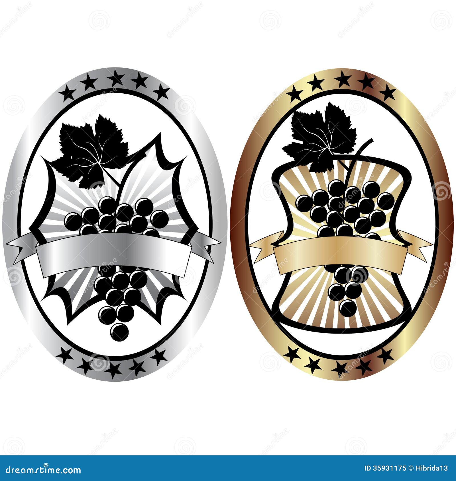 Shiny Vintage Labels with Grapes, Advertisement for Wine Stock ...