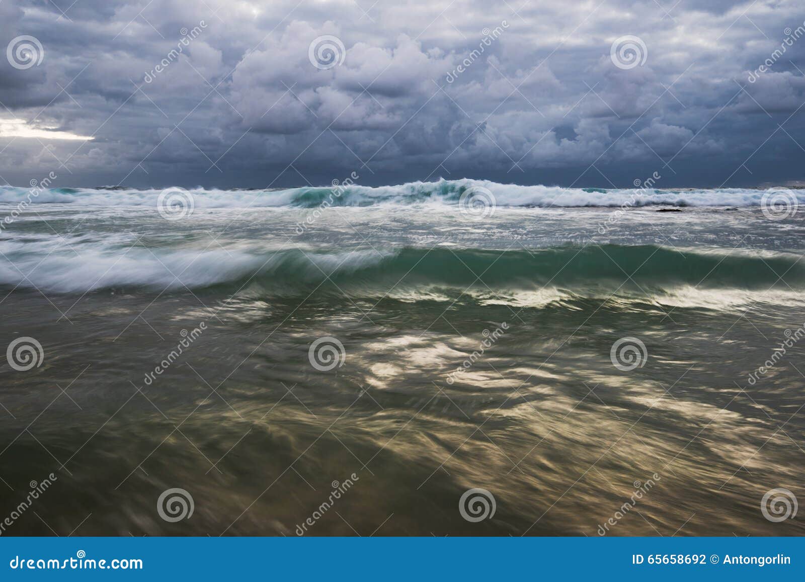 Shiny Water Seascape with Stormy Clouds Stock Photo - Image of stormy ...