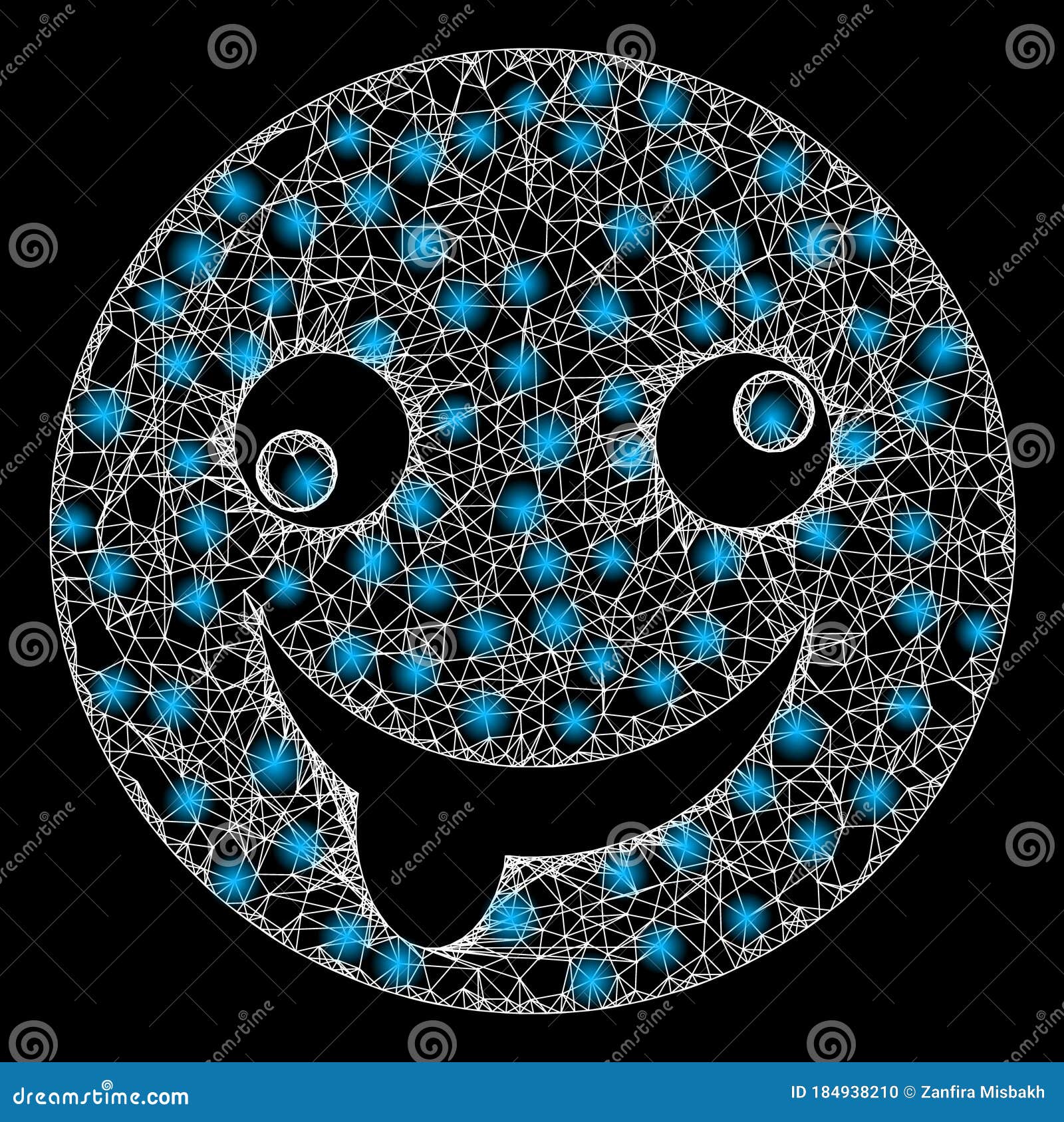 Idiot Smiley - Bright Web Mesh With Glare Spots Cartoon Vector ...