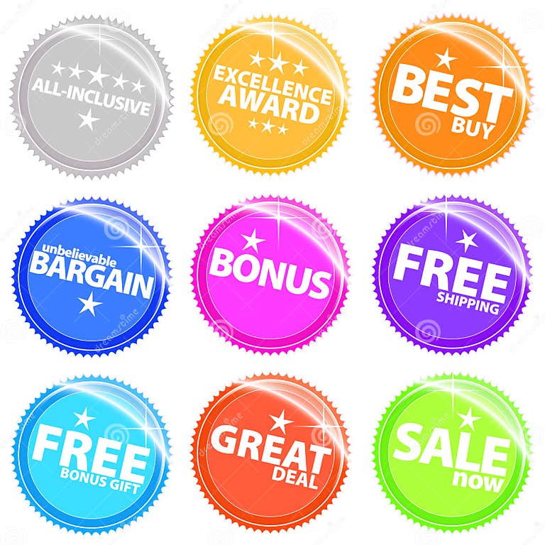 Shiny Web Stickers and Tags with Text Stock Vector - Illustration of ...