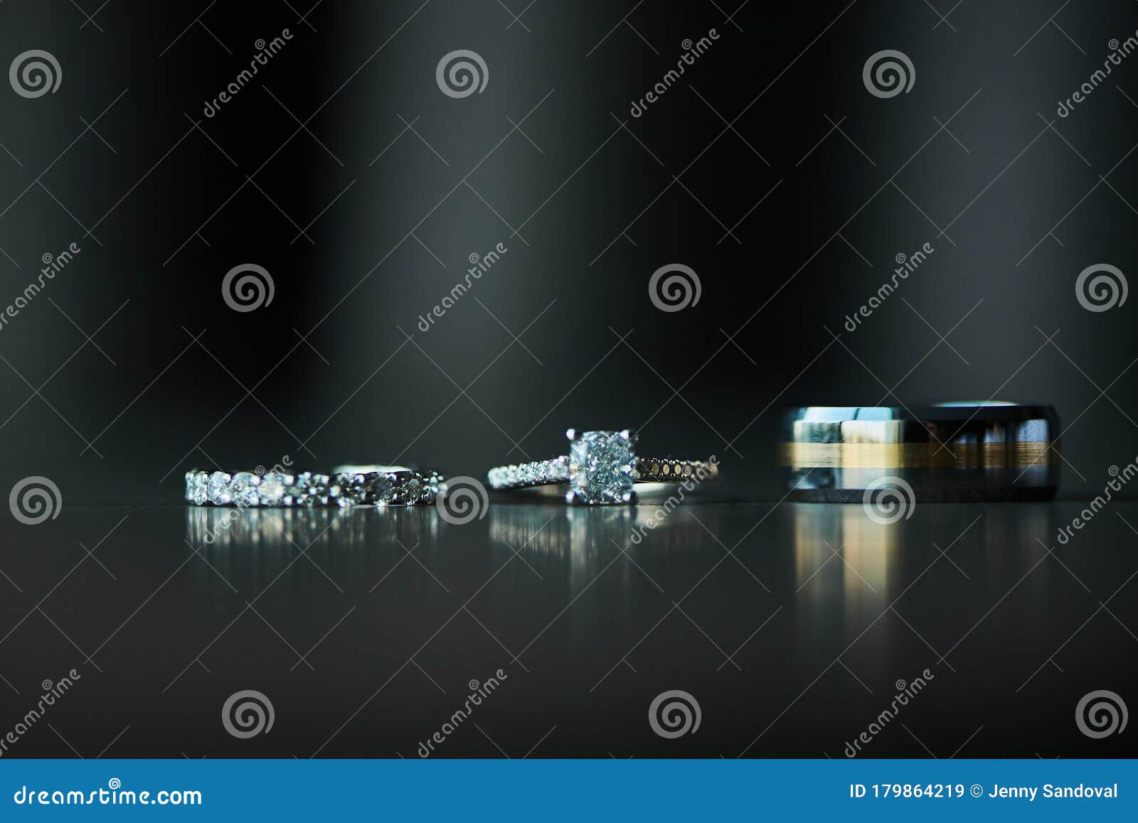 Shiny Wedding Bands and Engagement Ring Stock Image - Image of marriage ...