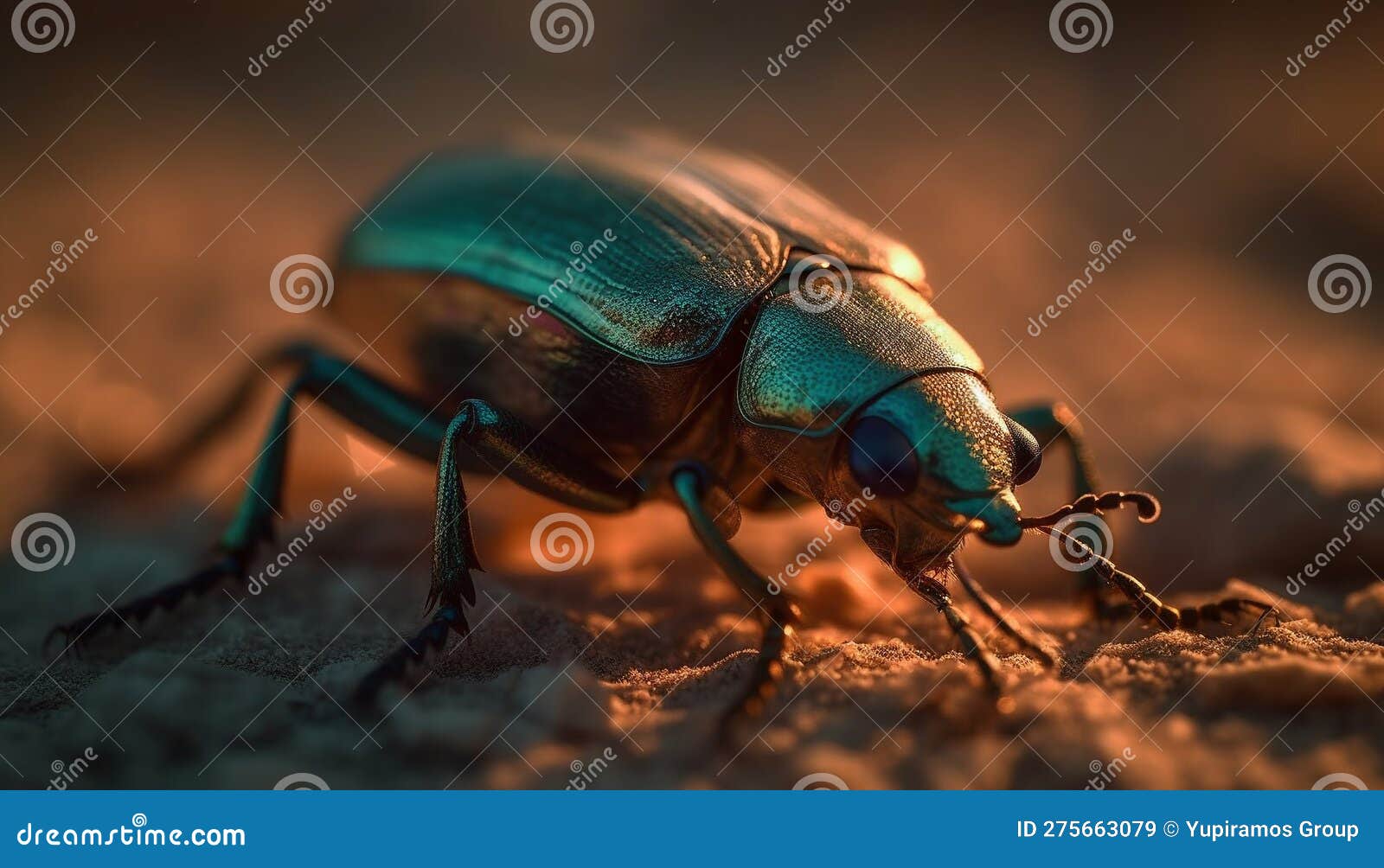 Shiny Weevil Crawling on Leaf Generated by AI Stock Illustration ...