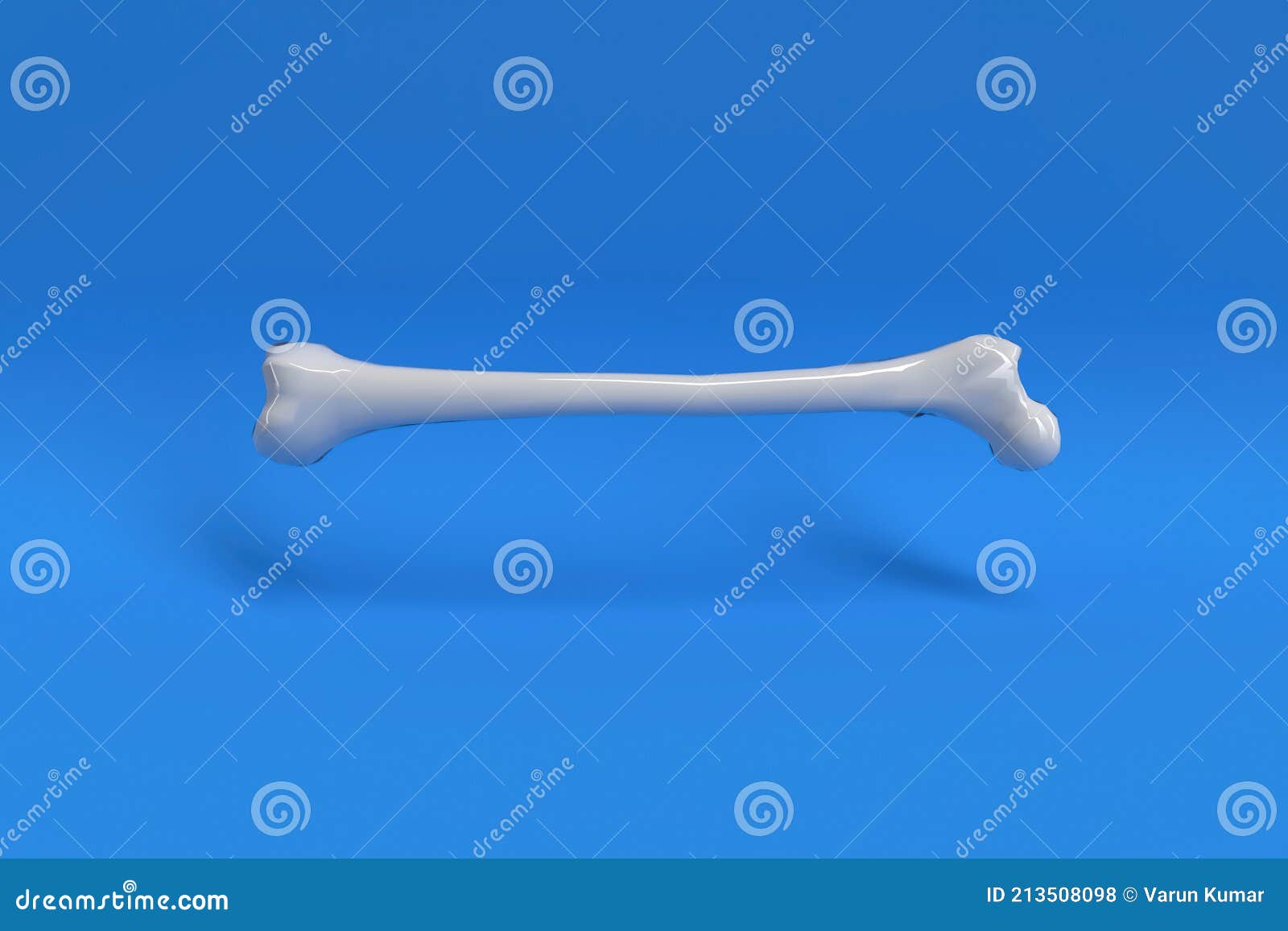 Shiny White Bone in Blue Background 3D Render Stock Illustration ...