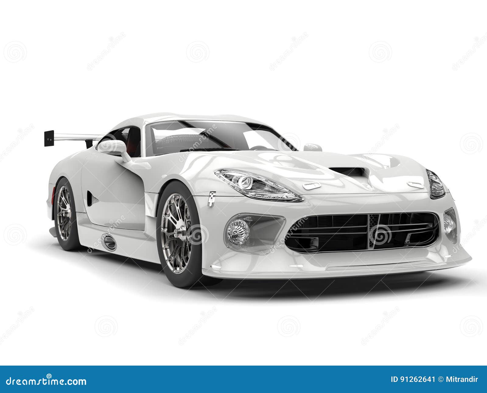 Shiny White Fast Supercar - Front View Closeup Shot Stock Illustration ...