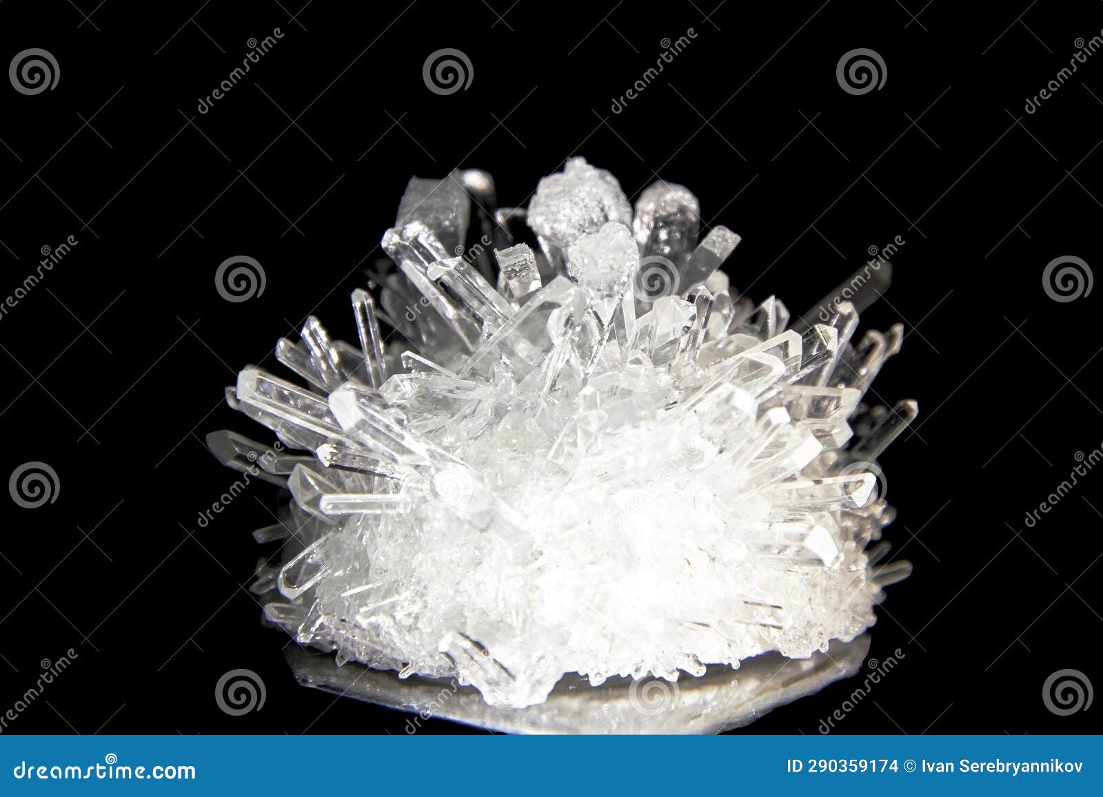 Shiny White Sharp Quartz Crystal Highlighted and Isolated on Black ...