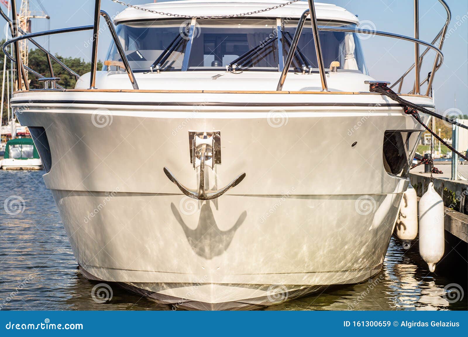 Shiny white ship anchor stock image. Image of quay, ship - 161300659
