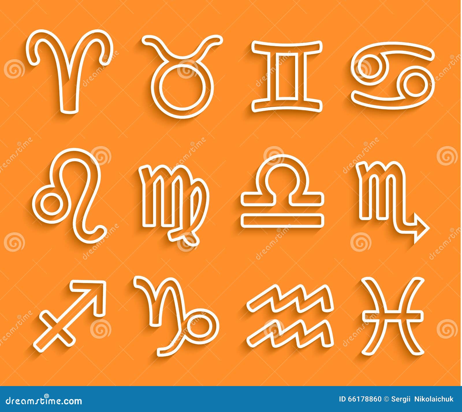 White Zodiac Signs Horoscope Symbols Astrology Icons Zodiacal ...