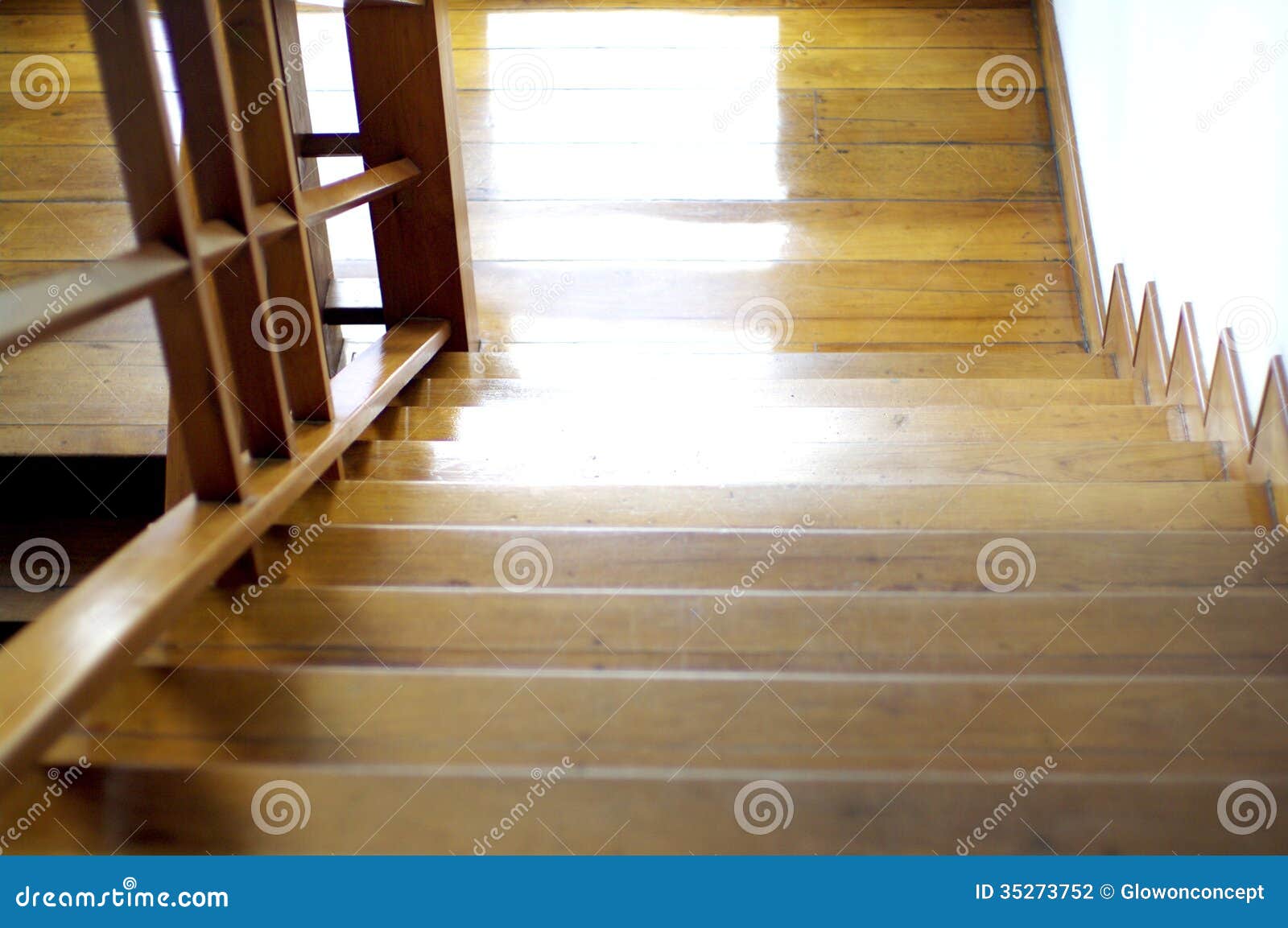 Shiny wood stair stock photo. Image of light, hall, contemporary - 35273752