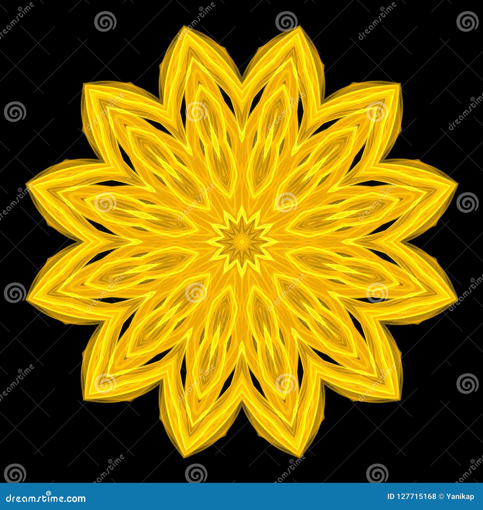 Shiny Yellow Circle Pattern Isolated on Black Background Stock ...