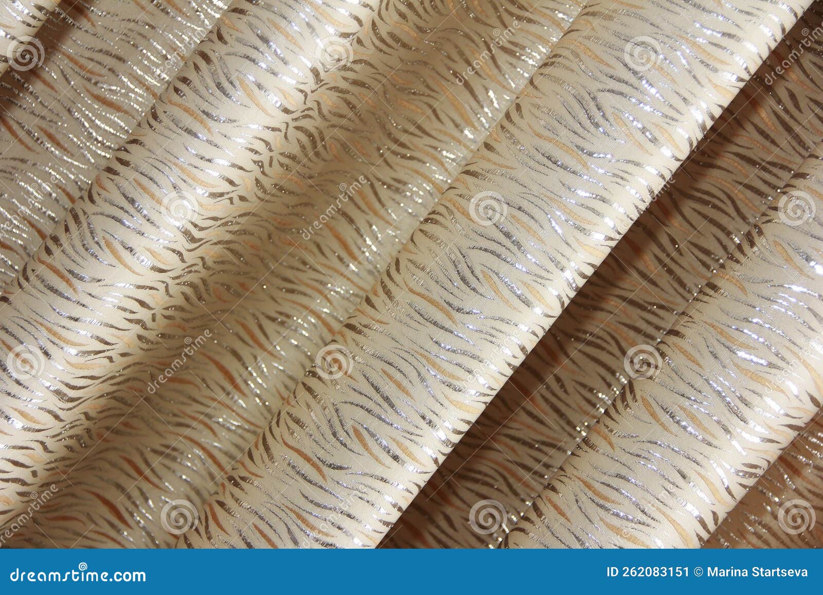 Shiny Yellow Curtain Fabric with Graphic Wave Pattern Stock Image ...