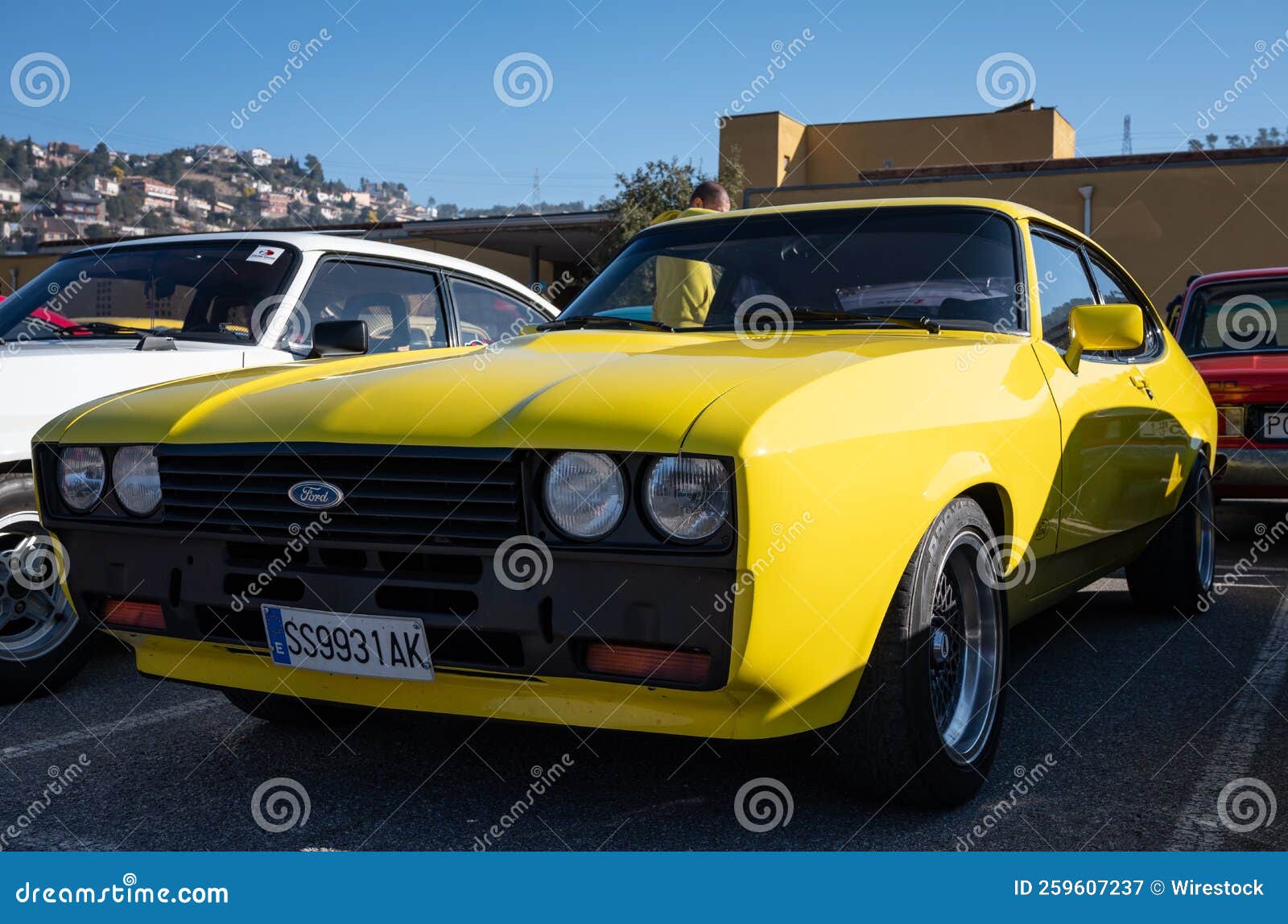 Shiny Yellow Ford Capri Parked Outside Editorial Photography - Image of ...