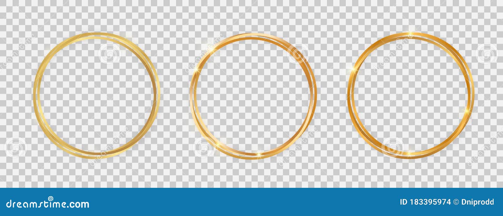 Double Round Shiny Frames With Glowing Effects Vector Illustration ...