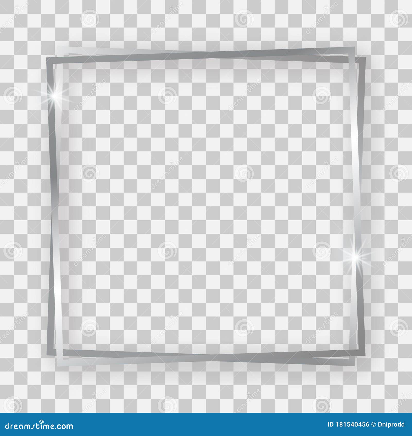 Double Silver Shiny Square Frame Stock Vector - Illustration of button ...