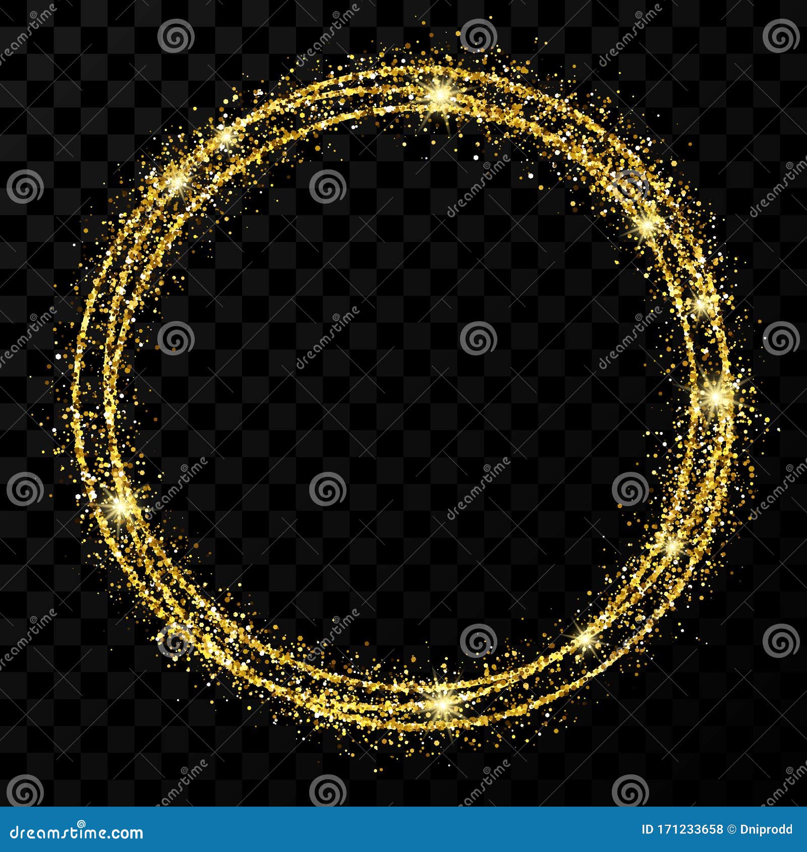 Gold Shiny Circle Frame with Light Effects Stock Vector - Illustration ...