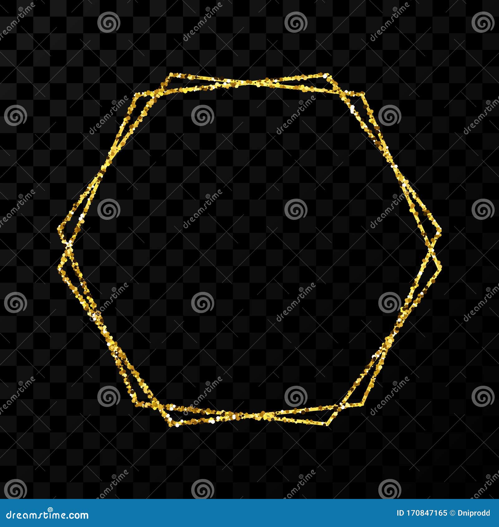 Gold Shiny Double Hexagon Frame with Light Effects Stock Vector ...