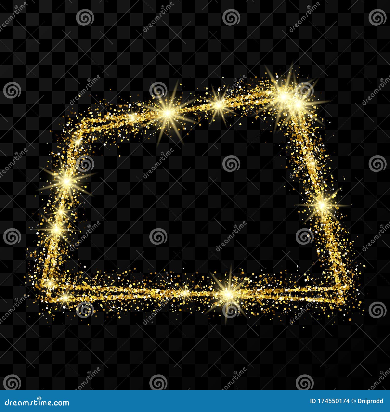 Gold Shiny Double Trapezoid Frame with Light Effects Stock Vector ...
