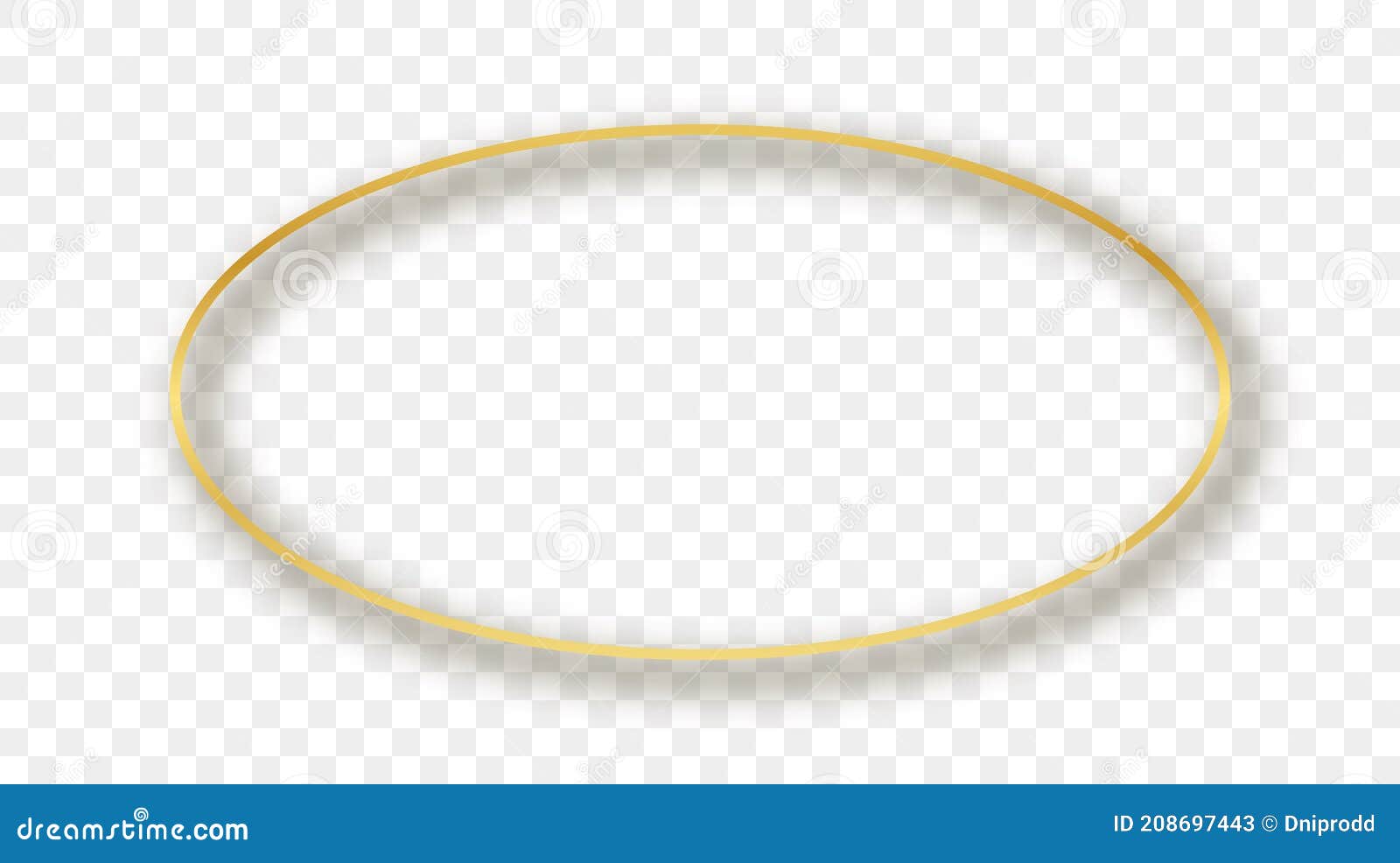 Gold Glowing Oval Shape Frame with Shadow Stock Vector - Illustration ...