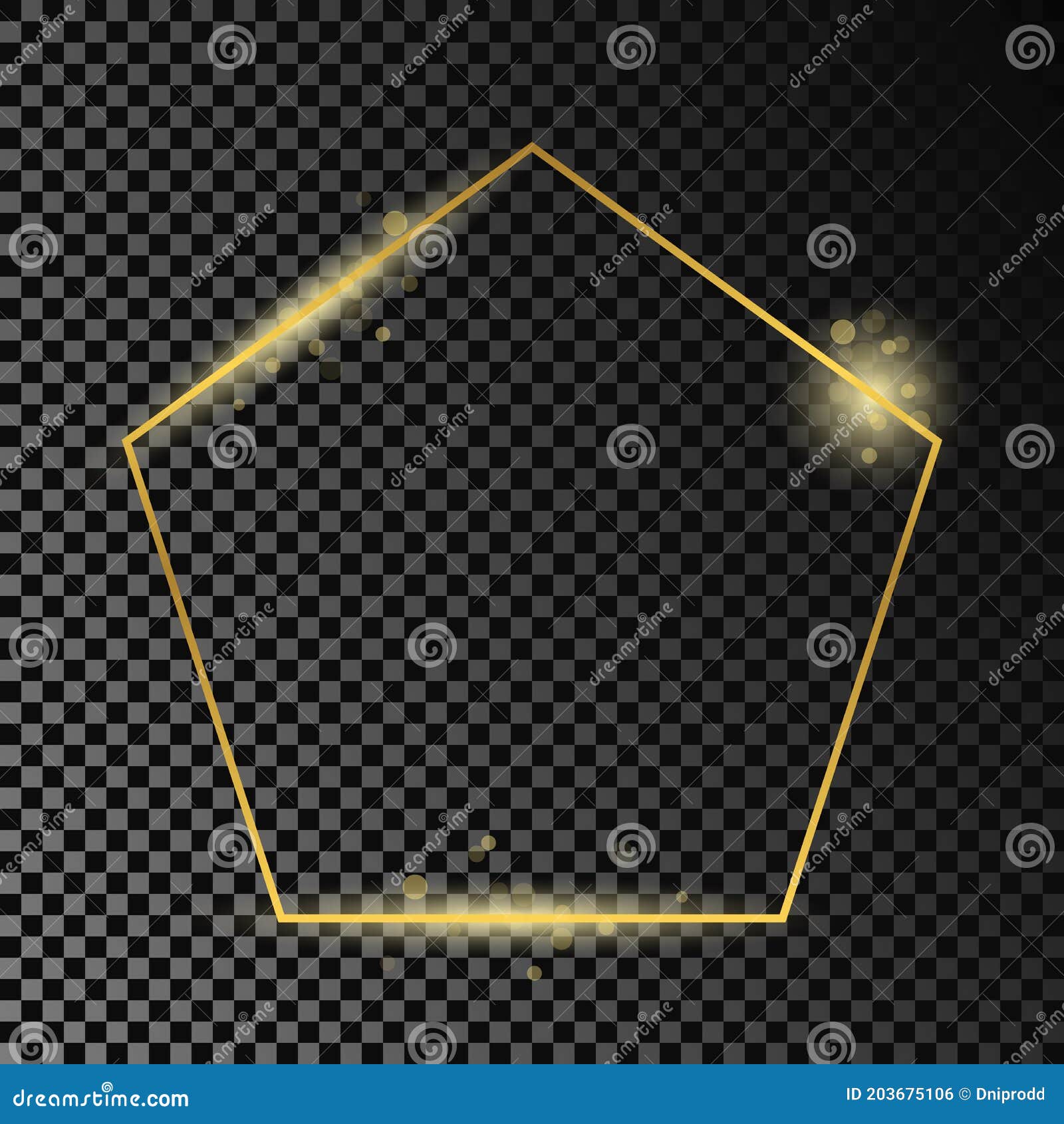 Gold Glowing Pentagon Shape Frame Stock Vector - Illustration of line ...